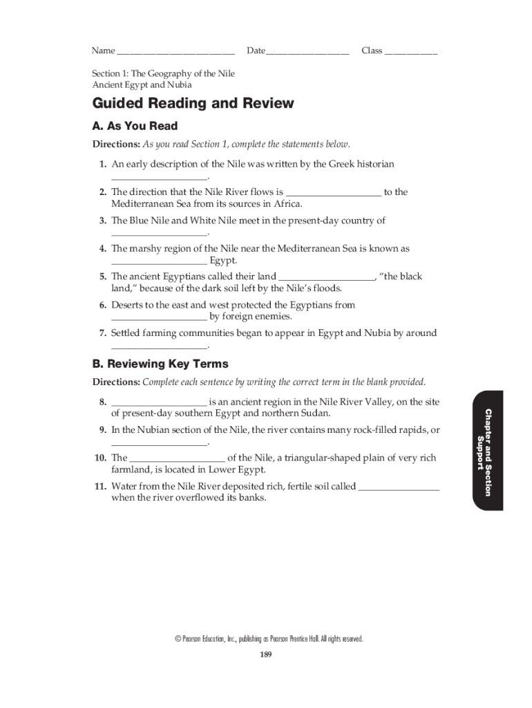 Fillable Online Ancient Egypt - The Geography of the Nile River ...