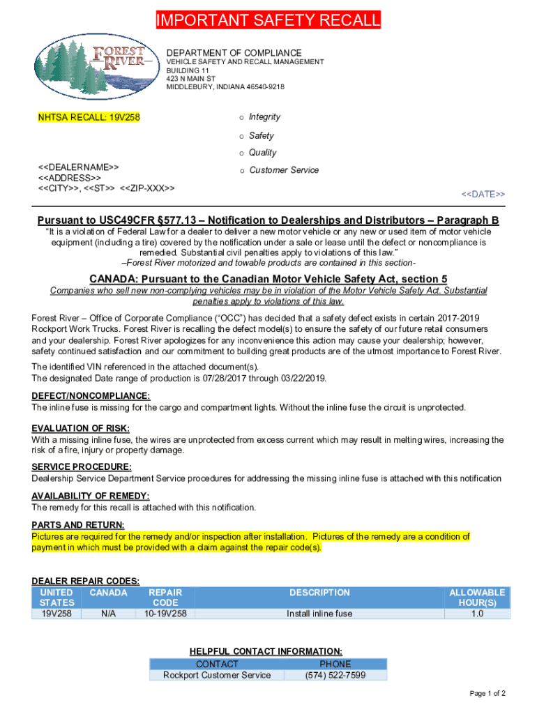 Fillable Online Report a serious safety defect - Vehicle recalls and ...