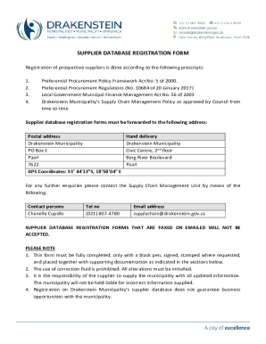 Fillable Online SUPPLIER DATABASE APPLICATION FORM Fax Email Print ...