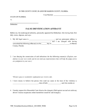 Fillable Online False Identification Affidavit Fax Email Print - pdfFiller