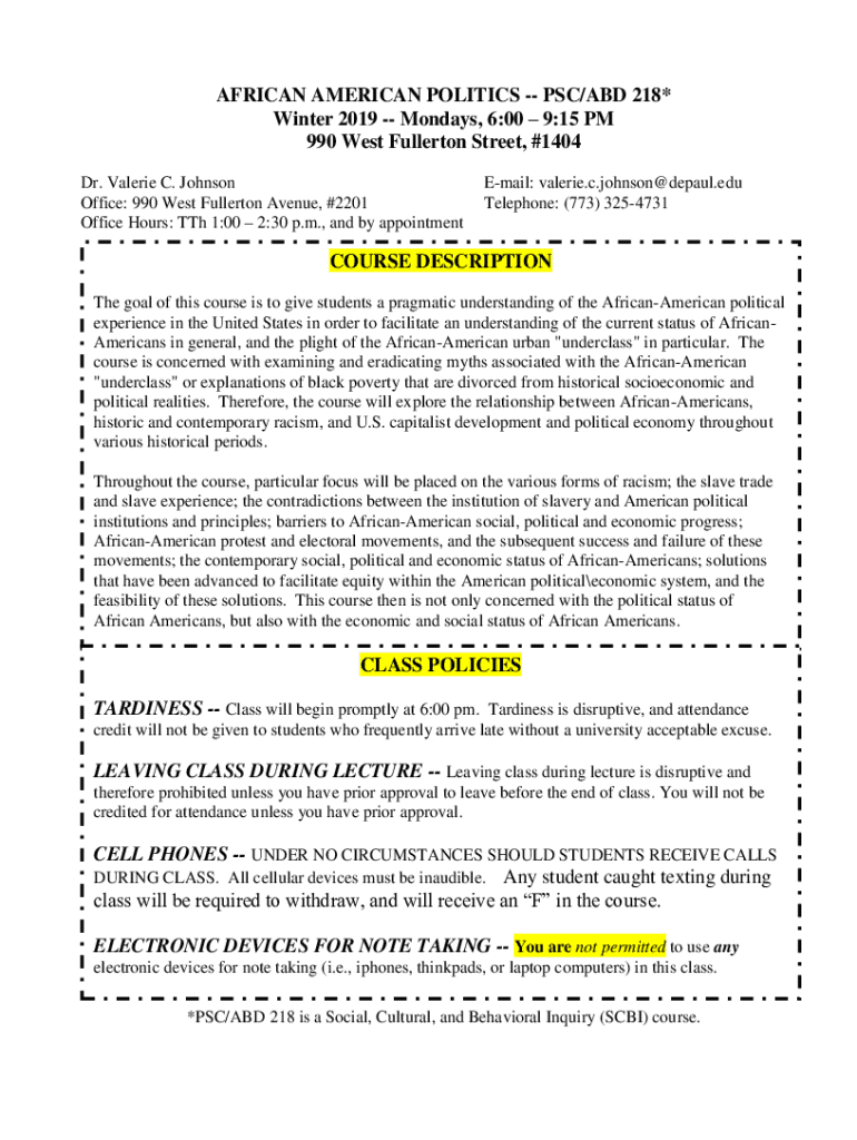 Fillable Online las depaul Sample PSC SyllabiStudent ResourcesPolitical ...