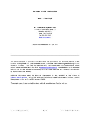 Fillable Online Cover Page Form ADV, Part 2A Disclosure Brochure Beaird ... Fax Email Print ...