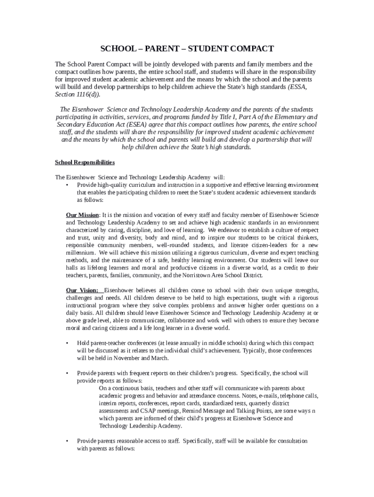 OSSE Sample School-Parent Compact Template Doc Template | pdfFiller