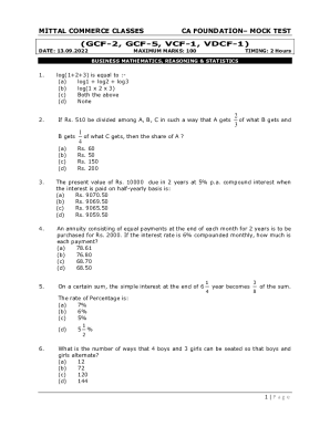 Fillable Online CA FOUNDATION MOCK TEST Fax Email Print - pdfFiller