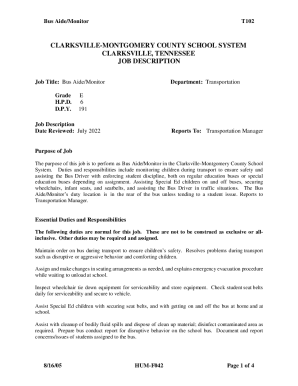 Fillable Online Bus Aide/Monitor Fax Email Print - pdfFiller