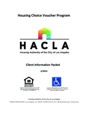 Fillable Online Housing Choice Voucher Program - HACLA Fax Email Print ...