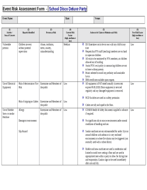 Event Risk Assessment - EXAMPLE ONLY Doc Template | pdfFiller