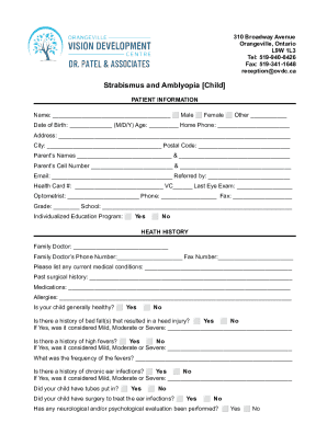 Fillable Online Stab- Ambly (Child) Intake form.docx Fax Email Print ...