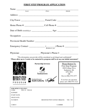 Fillable Online First Step Program - Health History Questionnaire Fax ...