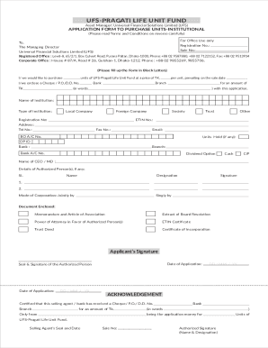 Fillable Online application form to purchase units-institutional - UFS ...