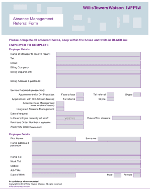 Fillable Online Absence Management Referral Form - wtw ...