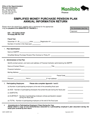 Fillable Online SIMPLIFIED MONEY PURCHASE PENSION PLAN ANNUAL ... Fax ...