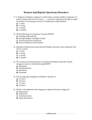 Fillable Online An Introduction to Bipolar Disorder and Co-Occurring ...