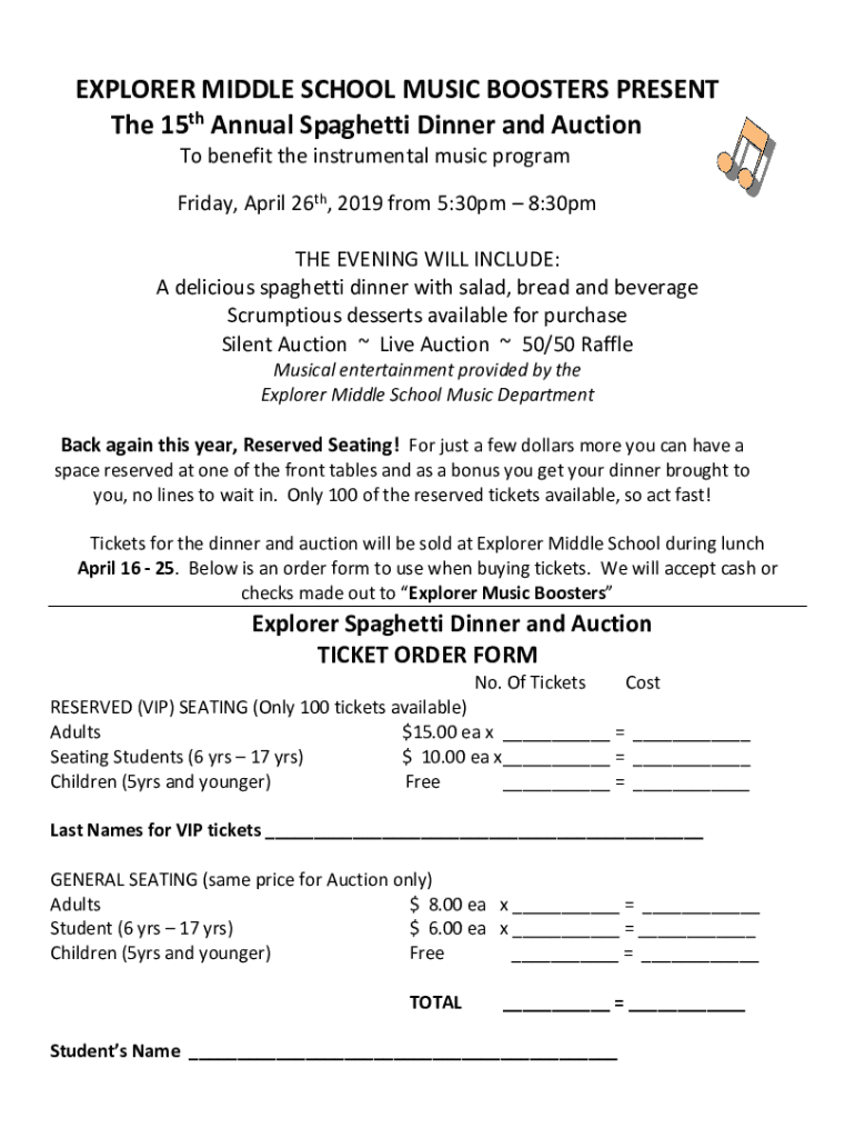 Fillable Online THE EXPLORER MIDDLE SCHOOL MUSIC BOOSTERS Fax Email ...