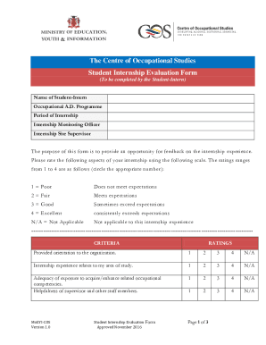 Fillable Online ucc edu COS Student Internship Evaluation Form.pdf Fax ...