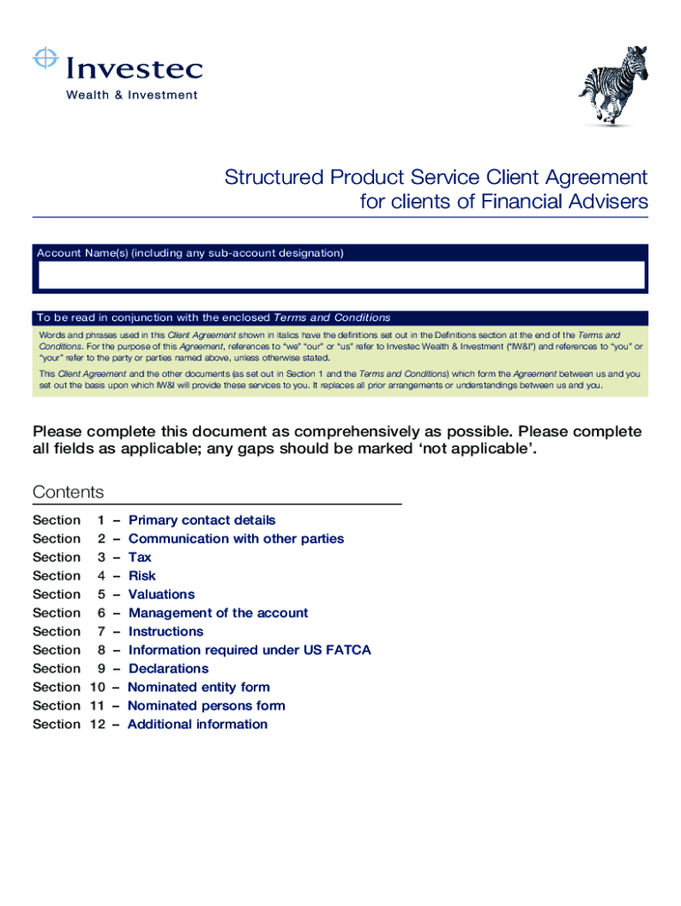 Fillable Online Structured Product Service Client Agreement ...
