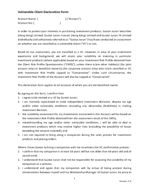 Fillable Online Appendix 2 - Vulnerable Client Declaration Form (v3.0 ...