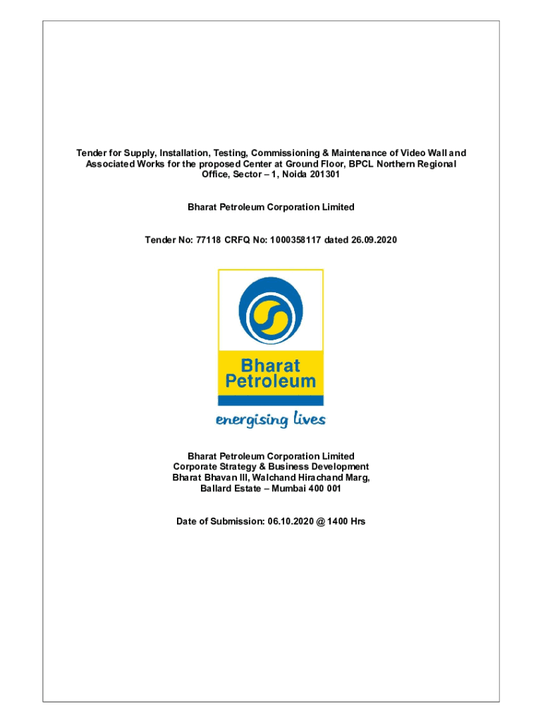 Fillable Online tender-for-video-wall-at-bpcl-noida ... - Bharat ...