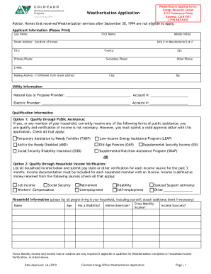 Fillable Online Weatherization Assistance Program - Energy Resource ...