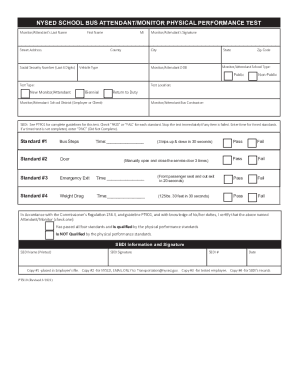 Fillable Online School Bus Attendant/Monitor Physical Performance Test ...