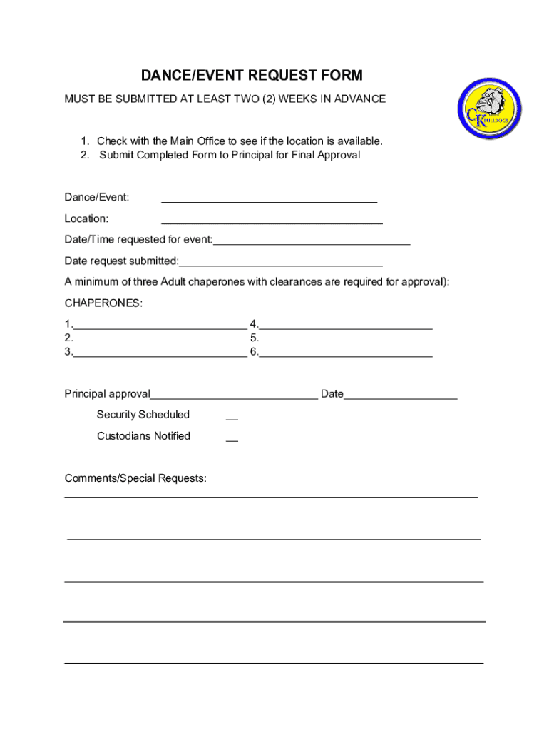 Fillable Online DANCE/EVENT REQUEST FORM - SharpSchool Fax Email Print ...