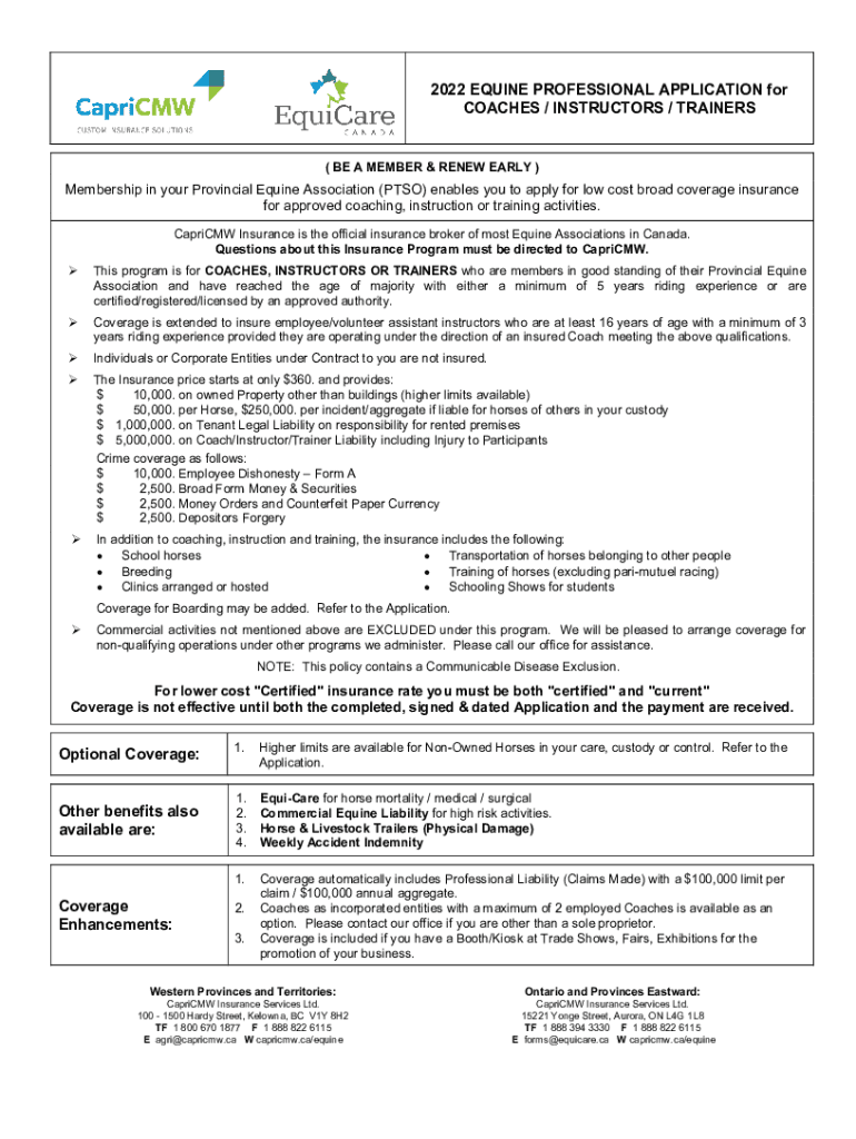 Fillable Online ECP YEH Professional Horse Trainer Application Form Fax Email Print - pdfFiller