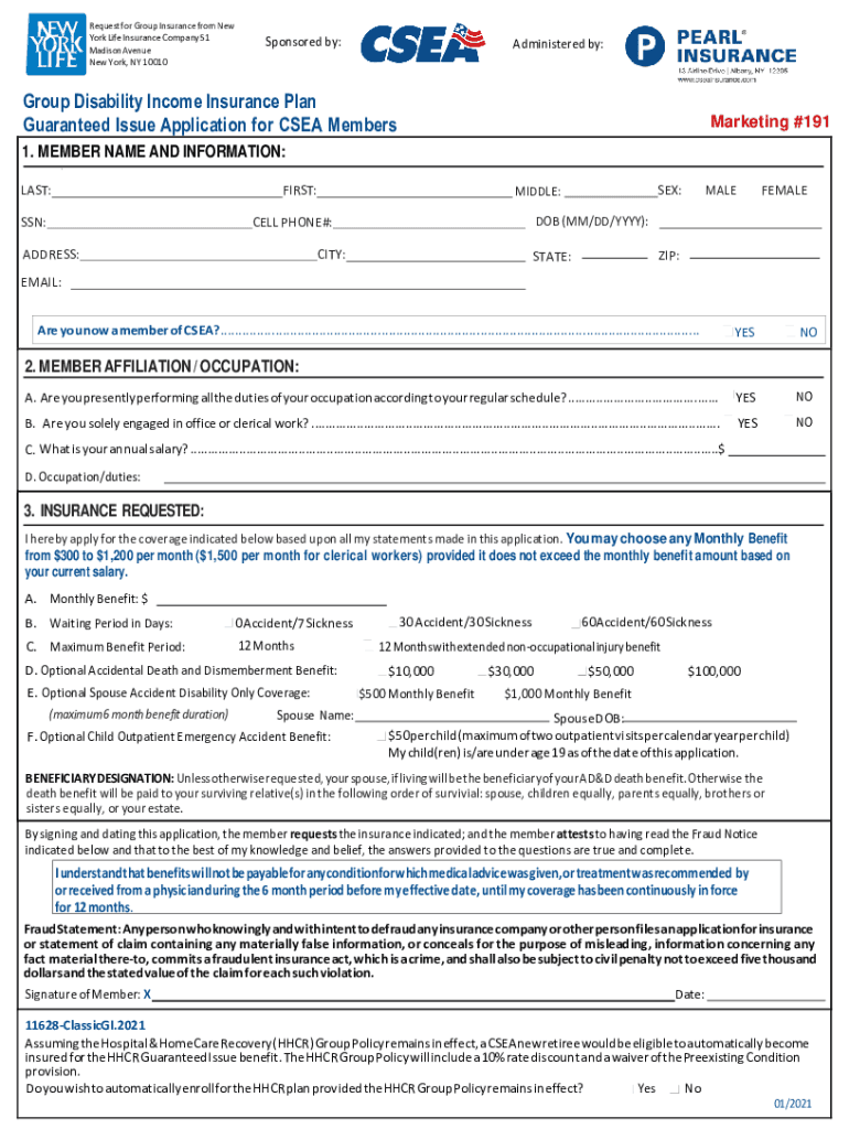 Fillable Online CSEA - Classified Service Employees Benefits Summary ...