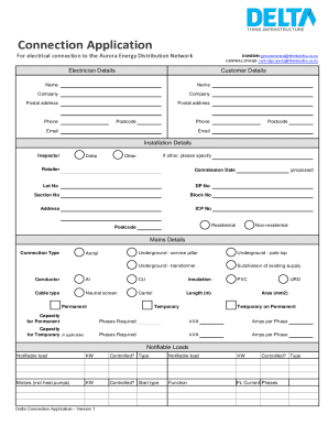 Fillable Online Connection Application - Delta Fax Email Print - pdfFiller