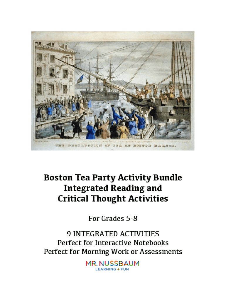Fillable Online Boston Tea Party Reading with QuestionsStudent Handouts ...