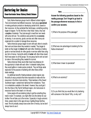 Fillable Online Cross-Curricular Reading Comprehension Worksheets Fax ...