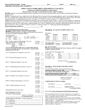 Fillable Online Polysomnography Point Count Worksheet Fax Email Print ...