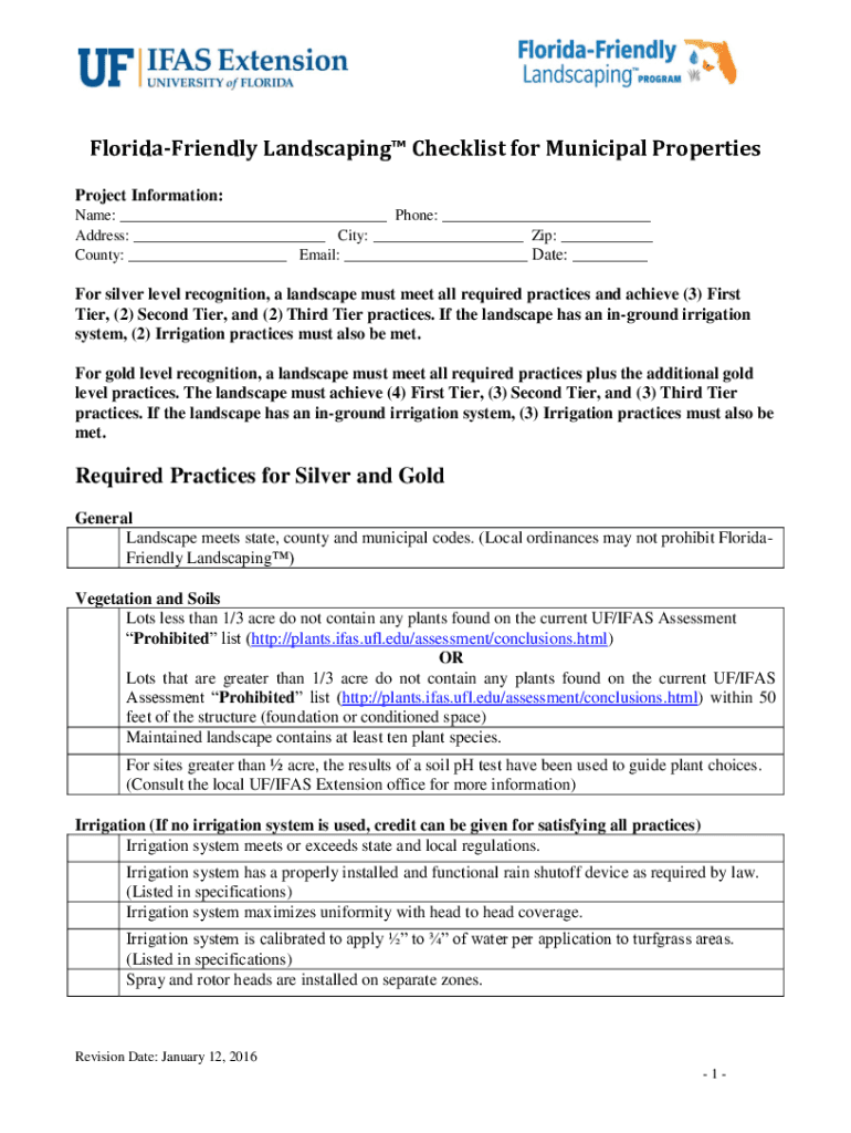 Fillable Online ffl ifas ufl IRRIGATION OR LANDSCAPING CHECKLIST FORM ...