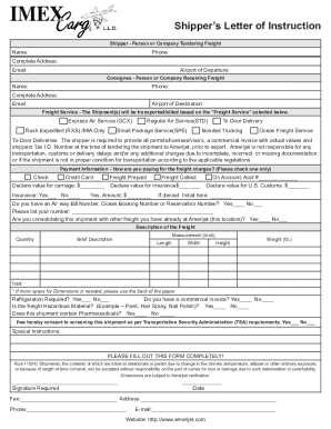 Fillable Online Shipper's Letter of InstructionMeaning, Format & more ...