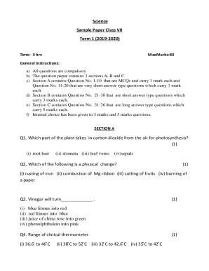 Fillable Online CBSE Sample Question Paper for Class 7 Science - Byju's ...