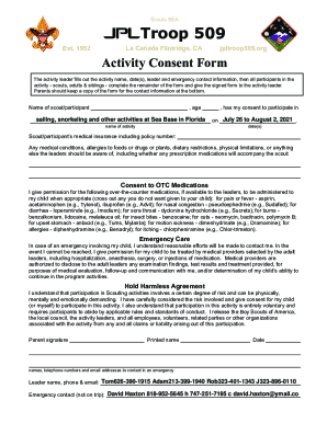 Fillable Online Bsa activity consent form fillable: Fill out & sign online - DocHub Fax Email ...