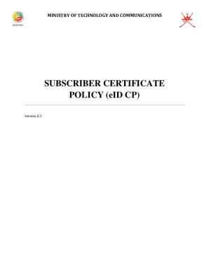 Fillable Online SUBSCRIBER CERTIFICATE POLICY (eID CP) Fax Email Print ...
