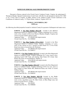 Fillable Online notice of judicial sale for delinquent taxes Fax Email Print - pdfFiller