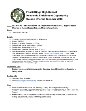 Fillable Online Fossil Ridge High School Academic Enrichment ...