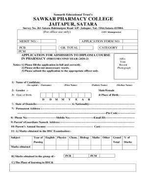 Fillable Online Admission form of SPCD.pharm Fax Email Print - pdfFiller