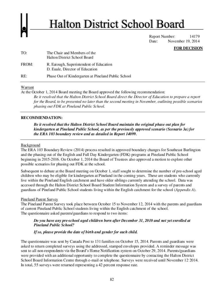 Fillable Online The Chair and Members of the Halton District School Board Fax Email Print ...