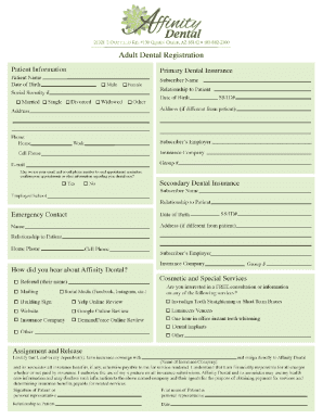 Fillable Online Adult New Patient Forms - Affinity Dental Fax Email ...
