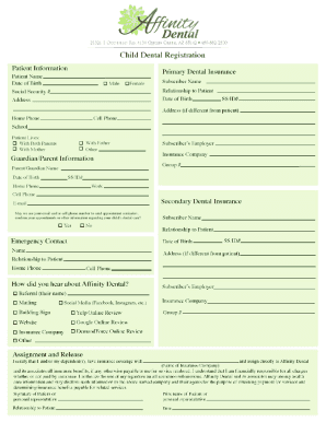 Fillable Online Child New Patient Forms - Affinity Dental Fax Email Print - pdfFiller