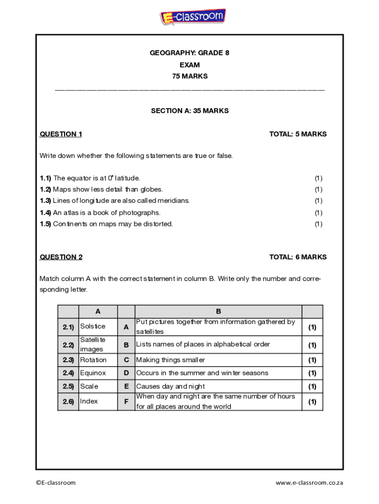 Fillable Online Geography Grade 8 copy Fax Email Print - pdfFiller