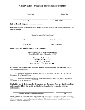 Fillable Online Authorization To Disclose Or Release Medical Information Or ... Fax Email Print ...