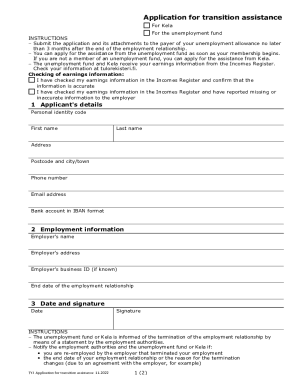 Fillable Online Application for transition assistance Fax Email Print ...