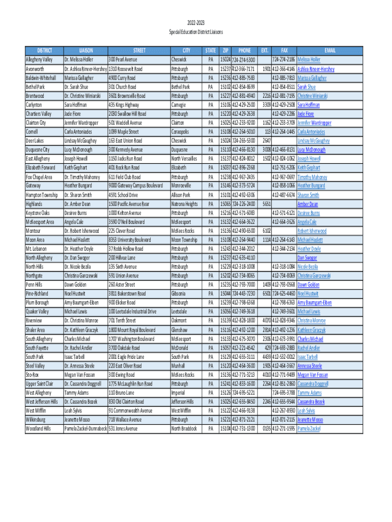 Fillable Online Special Education and Pupil Services Calendar Fax Email ...