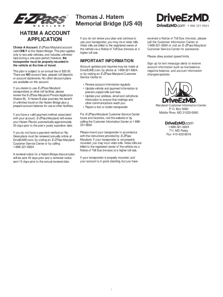 Fillable Online Instructions for Completing the E-ZPass Business ...