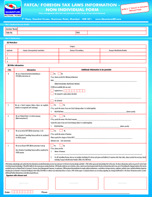 Fillable Online FATCA/ FOREIGN TAX LAWS INFORMATION NON INDIVIDUAL FORM ...