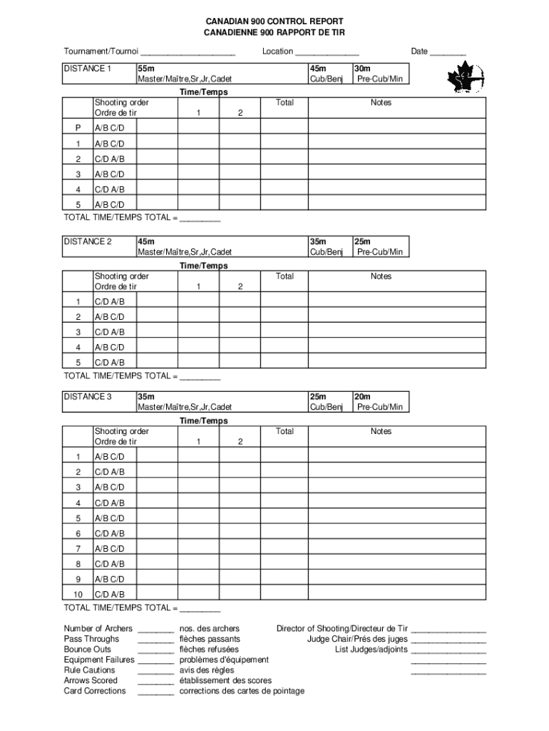 Fillable Online 900 control sheet - Archery Canada Fax Email Print ...