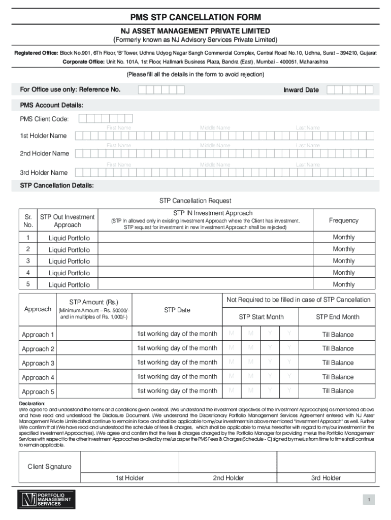 Fillable Online PMS STP REGISTRATION / CANCELLATION FORM Fax Email Print - pdfFiller